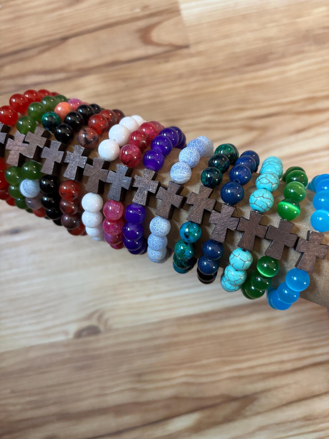 Children’s Stone Beaded Cross Bracelet - Etsy