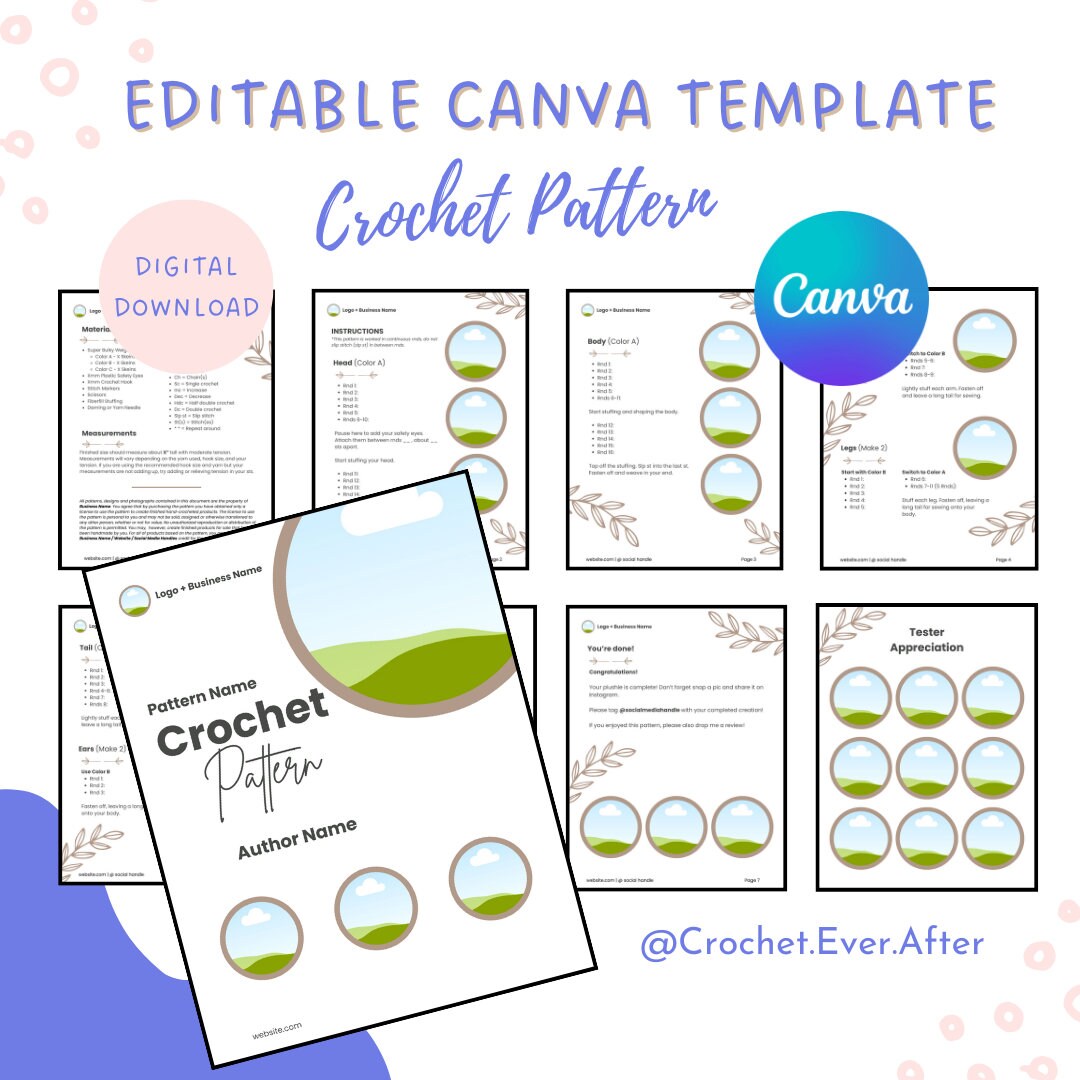 Crochet Pattern CANVA TEMPLATE | Digital Download | Customizable ...