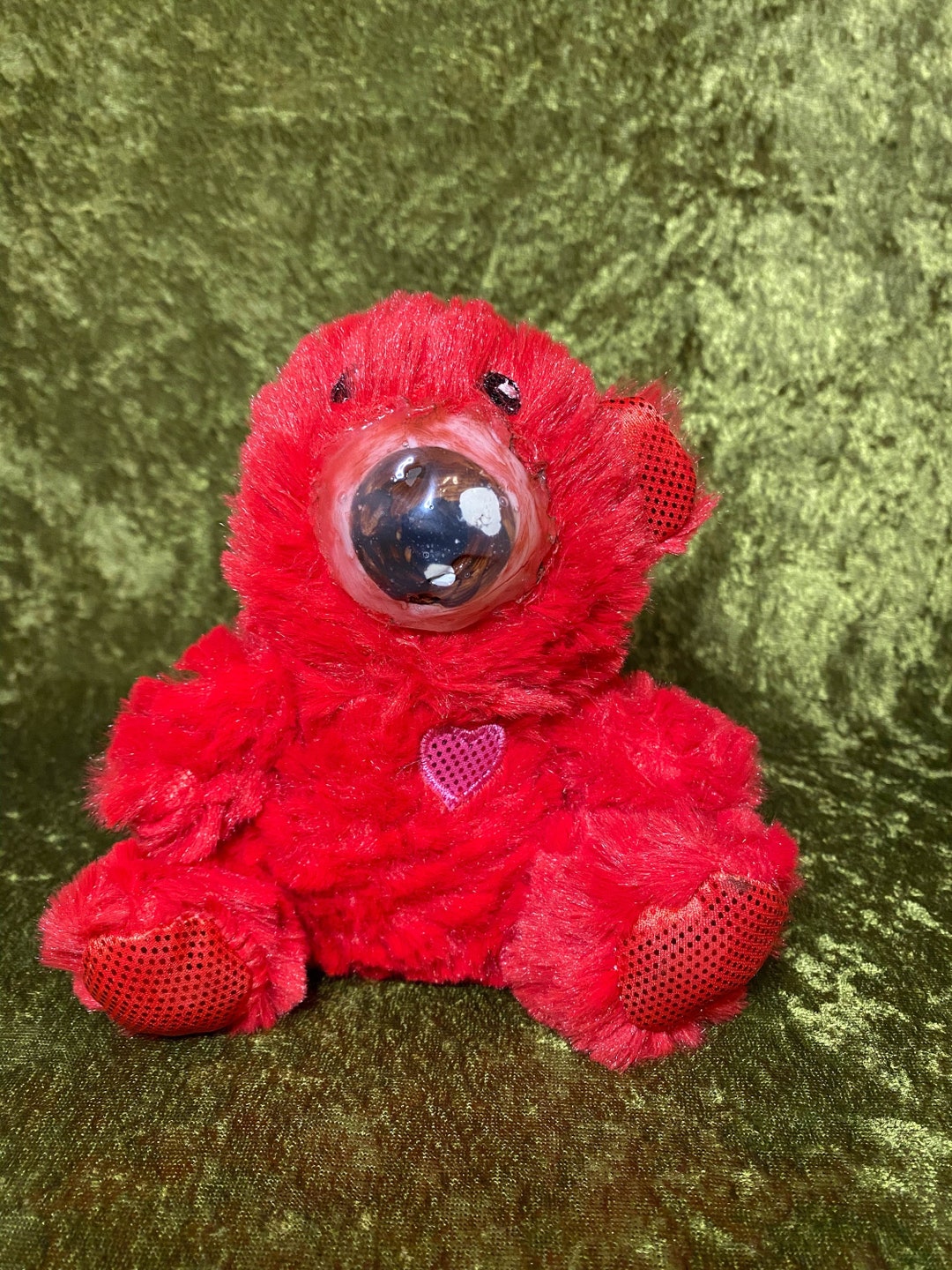 Red Creepy Bear Plush - Etsy