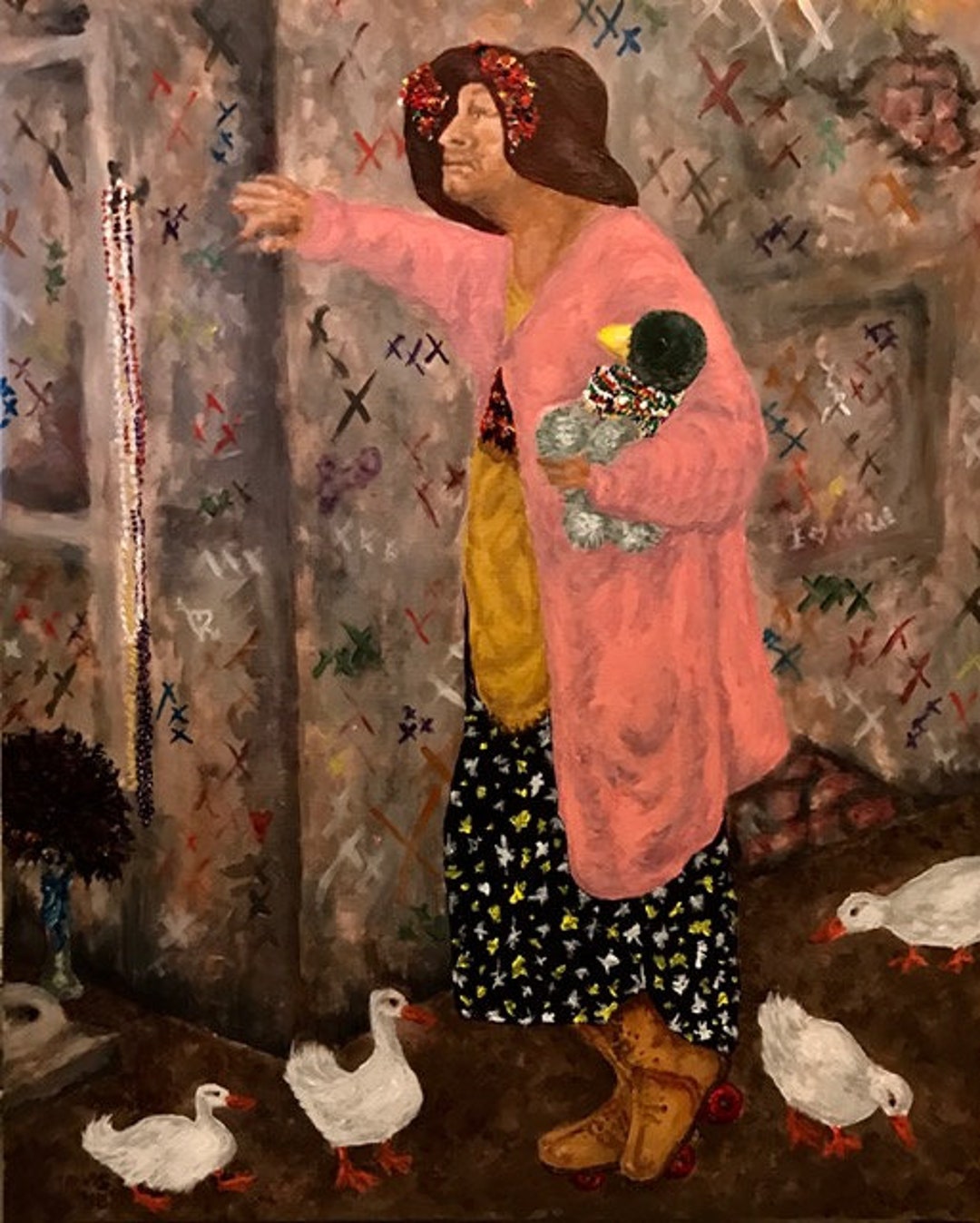 HALF-OFF SALE! Original Acrylic Painting: Ruthie the Duck Girl at the ...