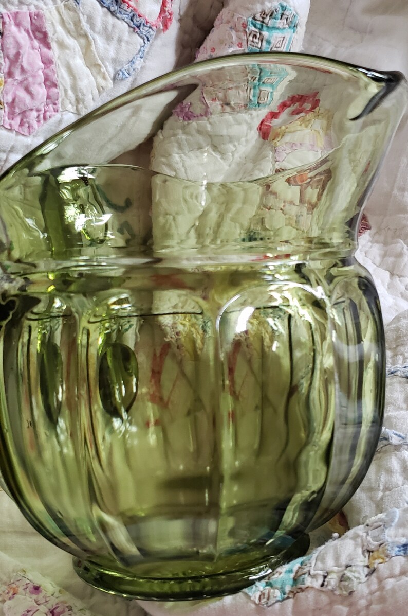 Vintage Green Heisey Pitcher Colonial Pattern - Etsy