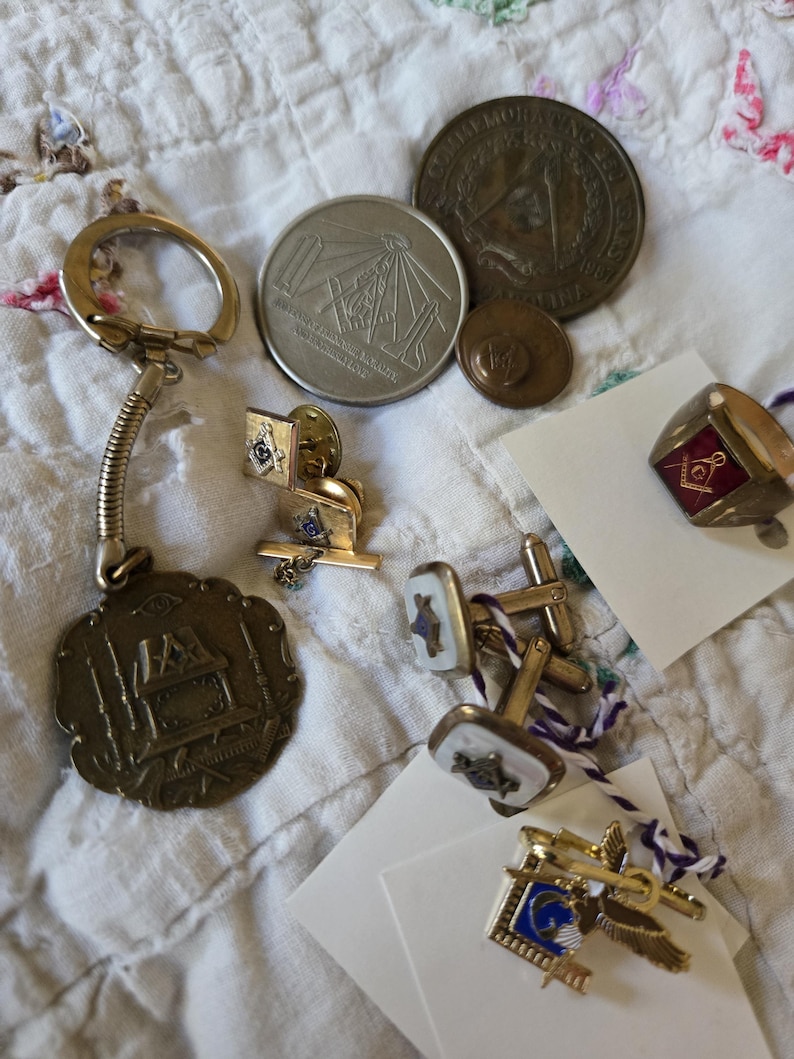 Vintage Masonic Collection of Coins, Ring, Cuff Links,... - Etsy