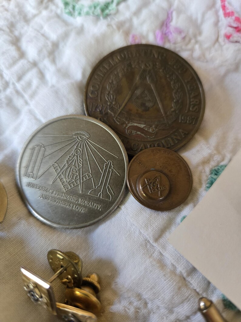 Vintage Masonic Collection of Coins, Ring, Cuff Links,... - Etsy