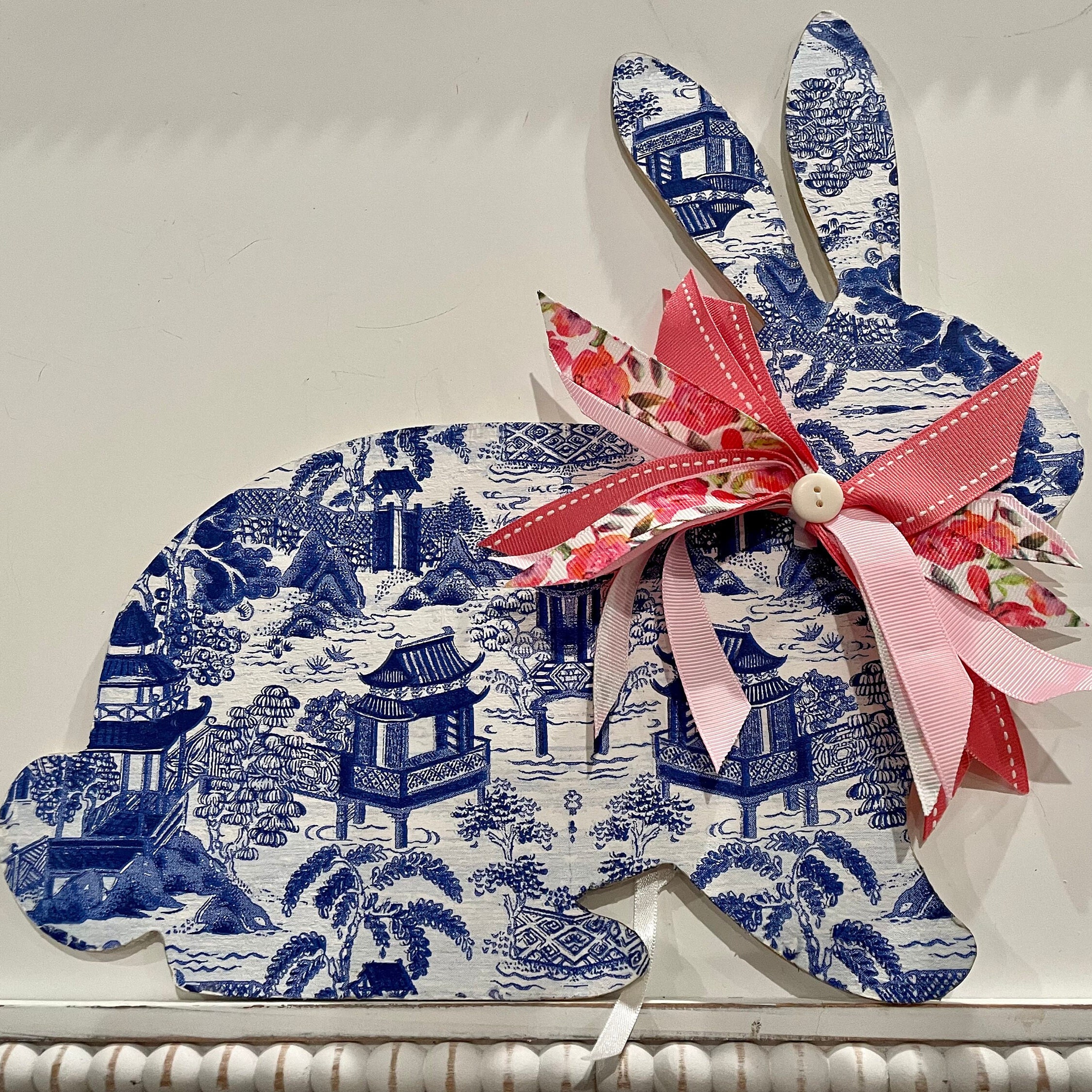 Chinoiserie Bunny in Classic Blue and White Easter Rabbit Seasonal ...