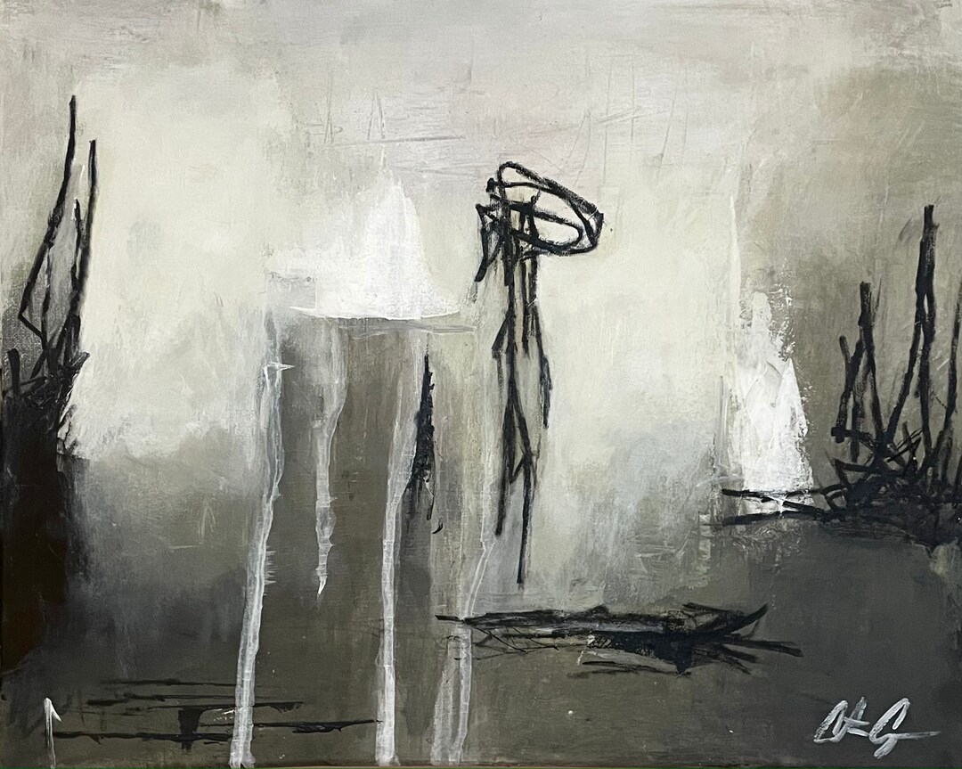 Abstract and Obscure Bold Acrylic Painting With Green Tones - Etsy