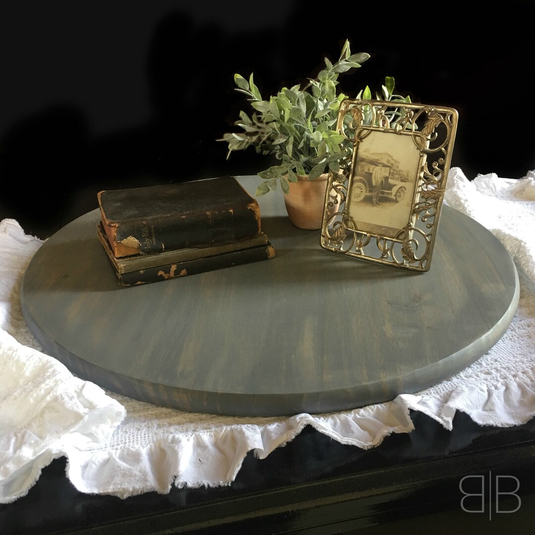 Modern Farmhouse Style Large Round Tray With Rotating Base / Large Lazy ...