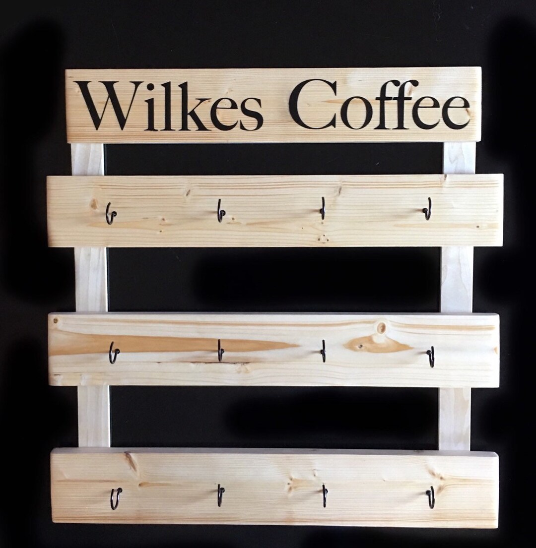 Personalized Coffee Mug Rack 12 Cup Coffee Rack Wall Display Cup ...