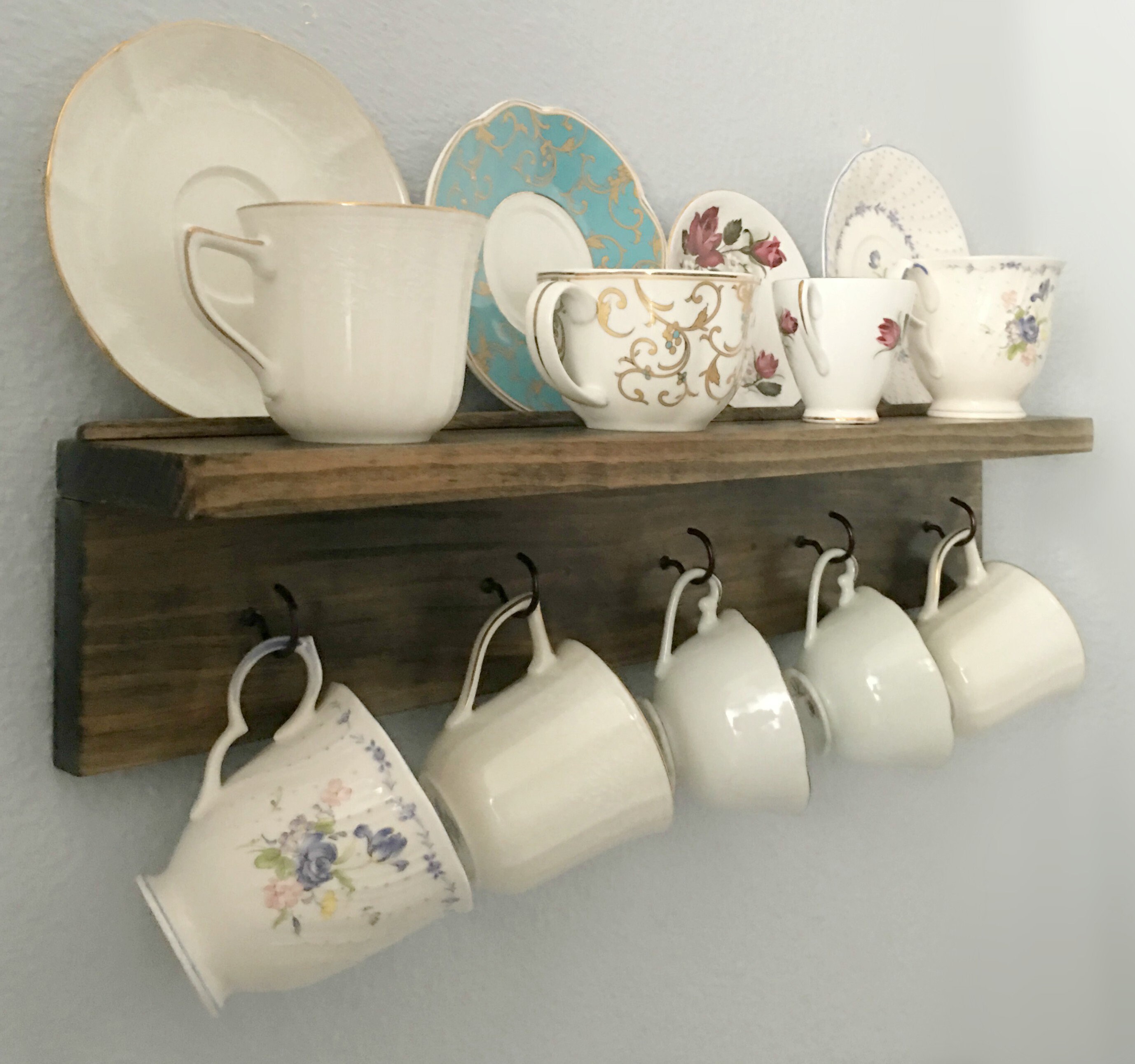 Cup and Saucer Display for Tea Cups and Saucers Farmhouse Teacup Holder ...