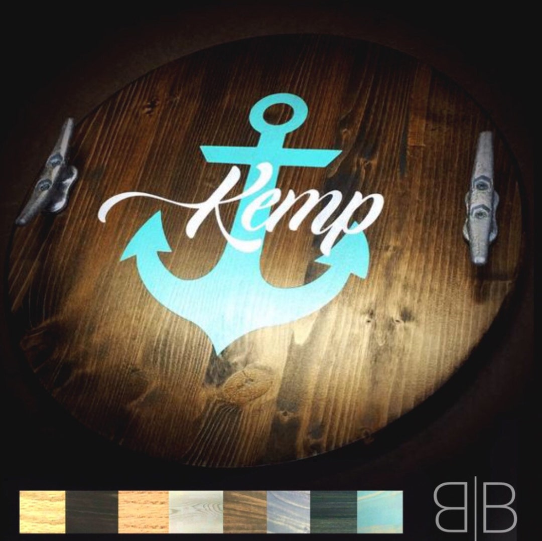 Nautical Tray With Anchor Personalized Wood Tray Beach Decor for Lake ...