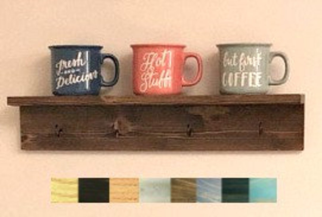 8-cup Custom Coffee Bar Shelf With Hooks Coffee Mug Display Shelf - Etsy