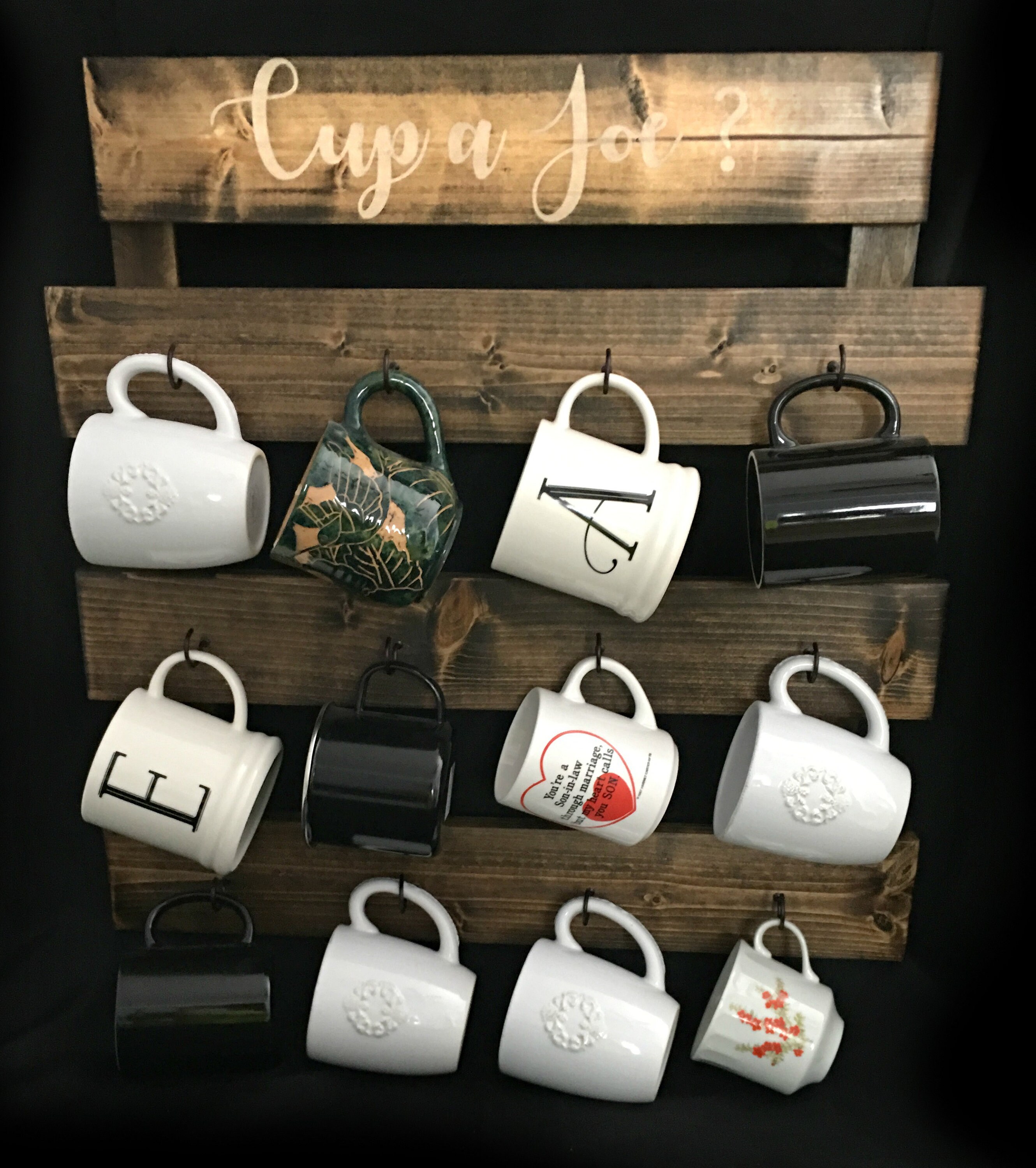 Blue Coffee Mug Rack Rustic Farmhouse Style 12 Cup Mug Holder - Etsy