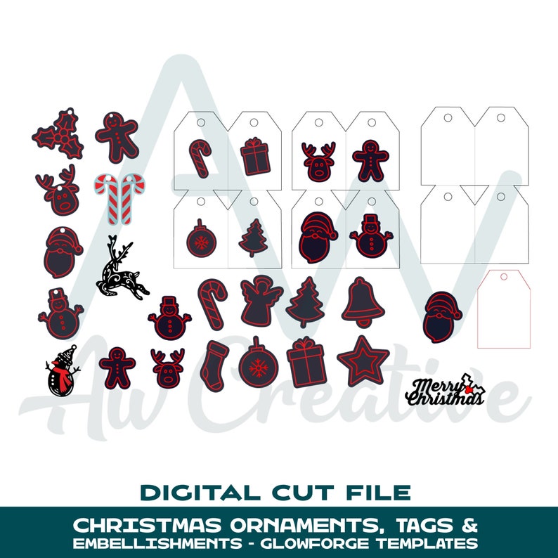 Christmas Ornament Tag & Embellishments Pack | Etsy