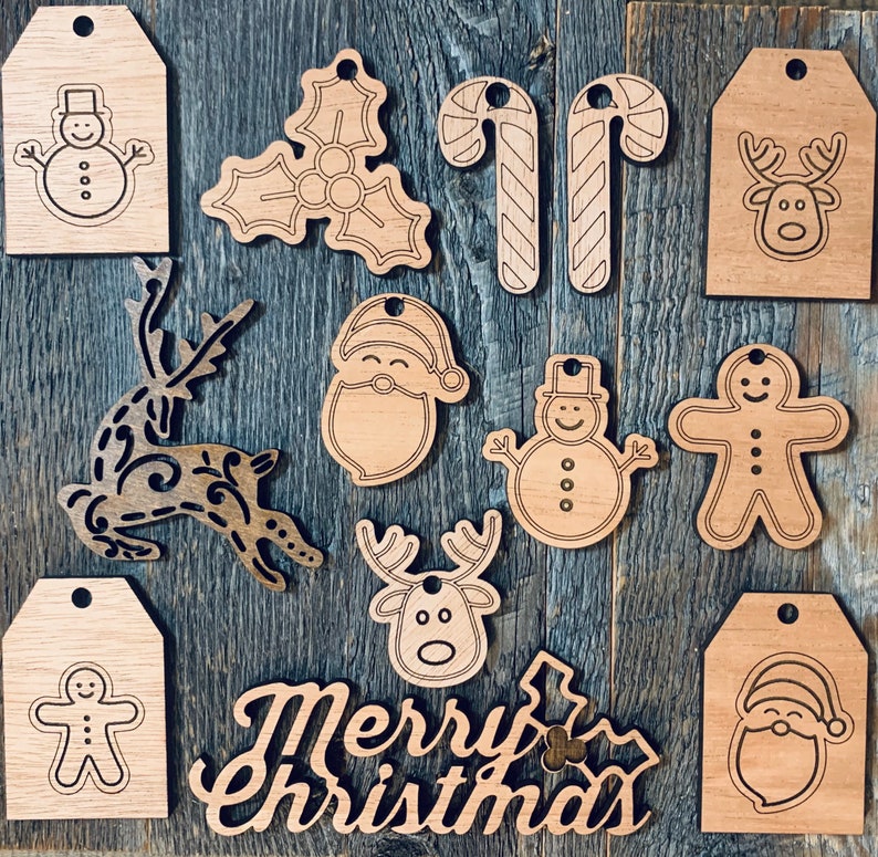 Christmas Ornament Tag & Embellishments Pack | Etsy