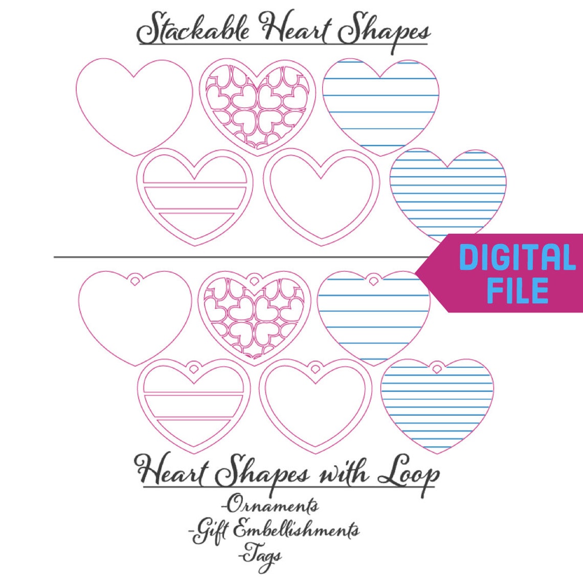 Heart Shapes Variety SVG Glowforge Laser Cut File - Etsy