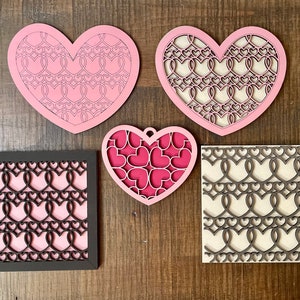 Heart Filled Frames Variety Pack Glowforge SVG File Valentine's Day SVG ...