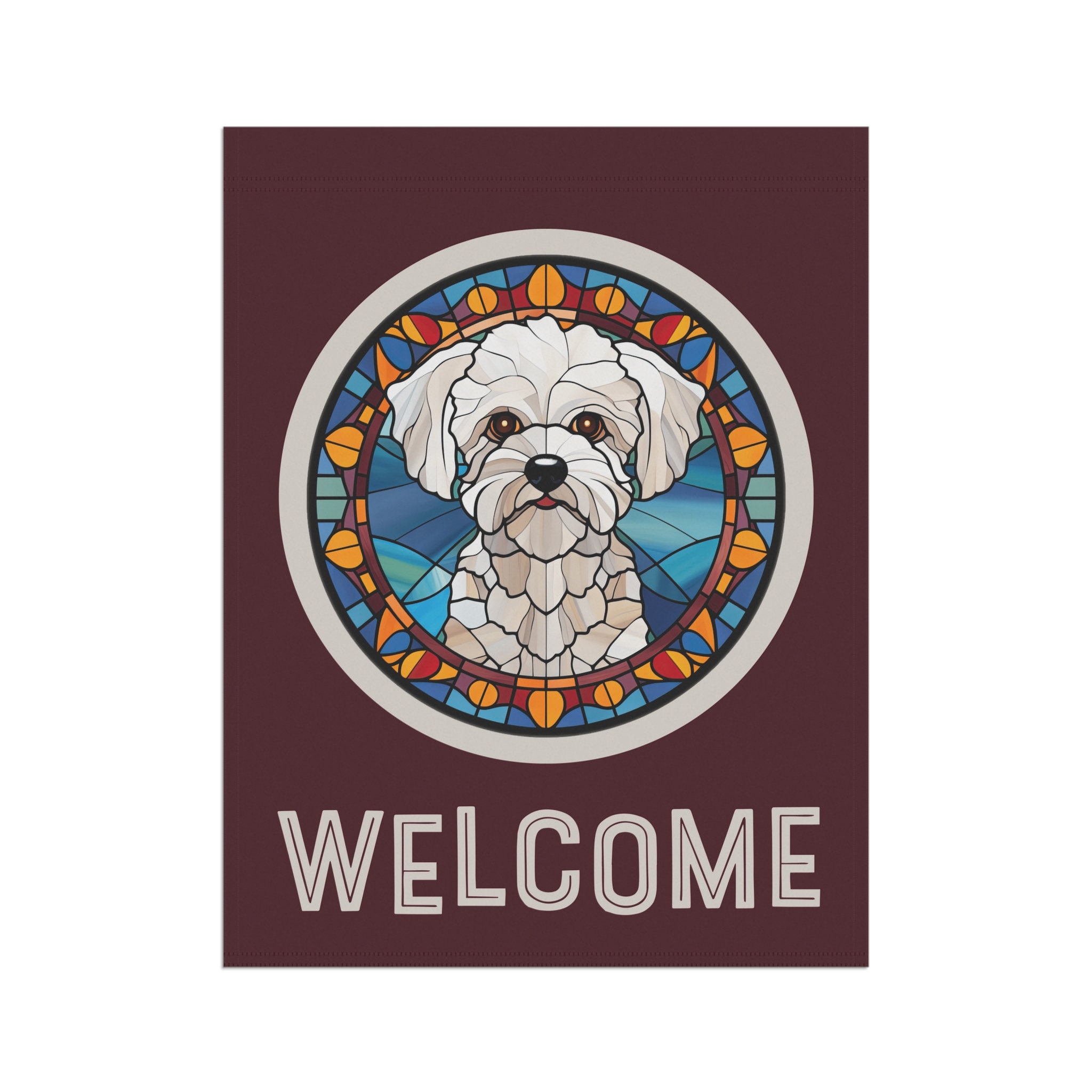 Bichons Frise Stained Glass Look Welcome 2-sided Garden & House Flag ...