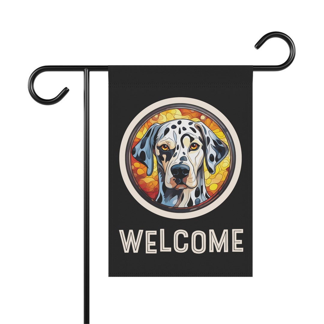 Dalmatian Stained Glass Look Welcome 2-sided Garden & House Flag/banner ...