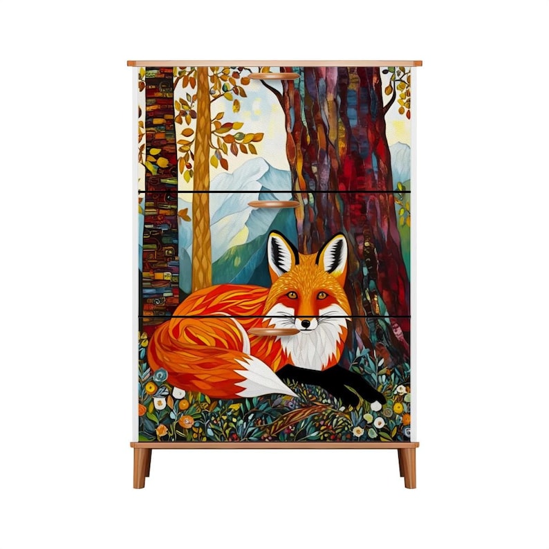 Folk Art Fox Shoe Storage Cabinet, Space Saving Shoe Organizer ...