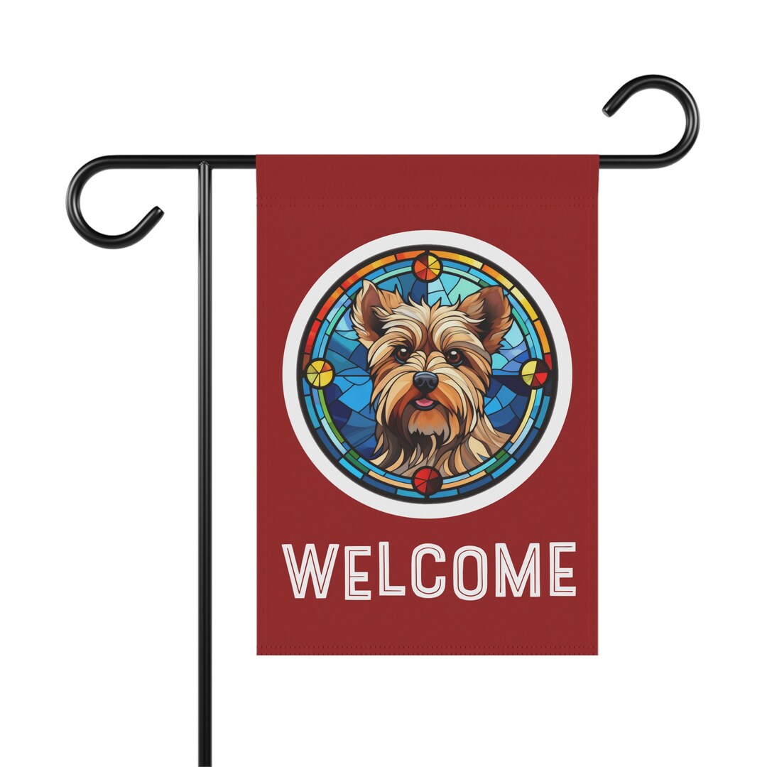 Yorkshire Terrier Stained Glass Look Welcome 2-sided Garden & House ...