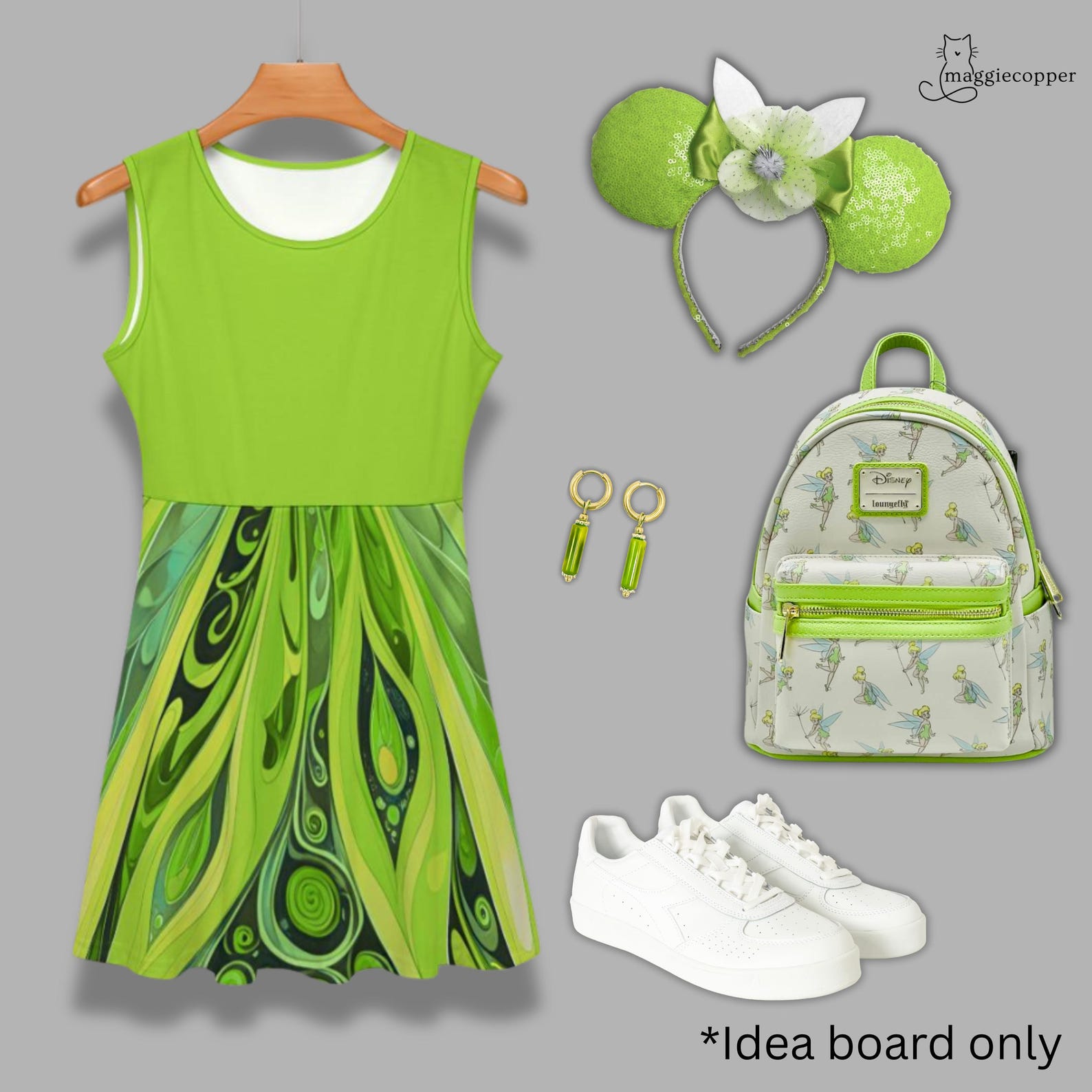 Tinker Bell Inspired Cheerleader Style Dress, Green Pixie Cheer Uniform ...