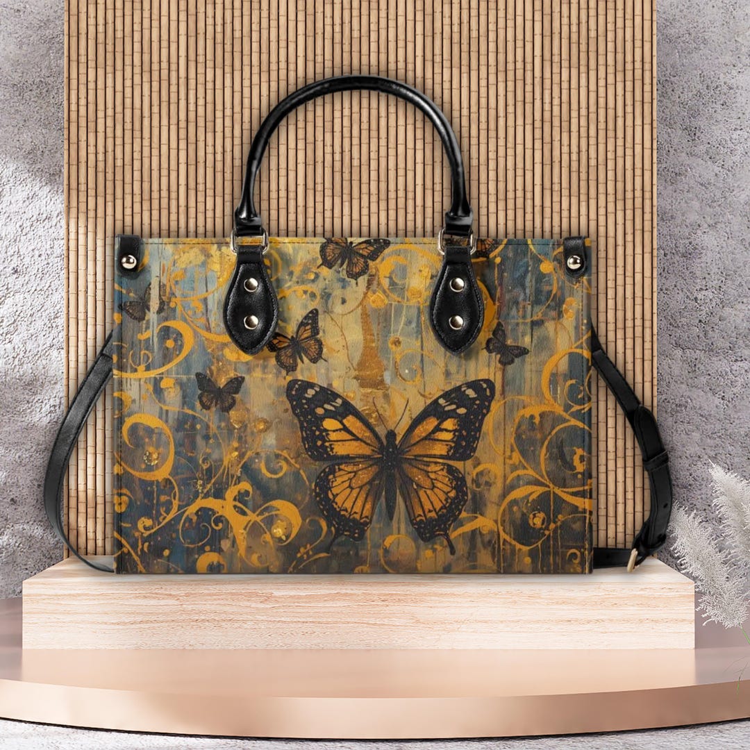 Butterflies Upgraded Luxury Women's PU Leather Handbag With Adjustable ...