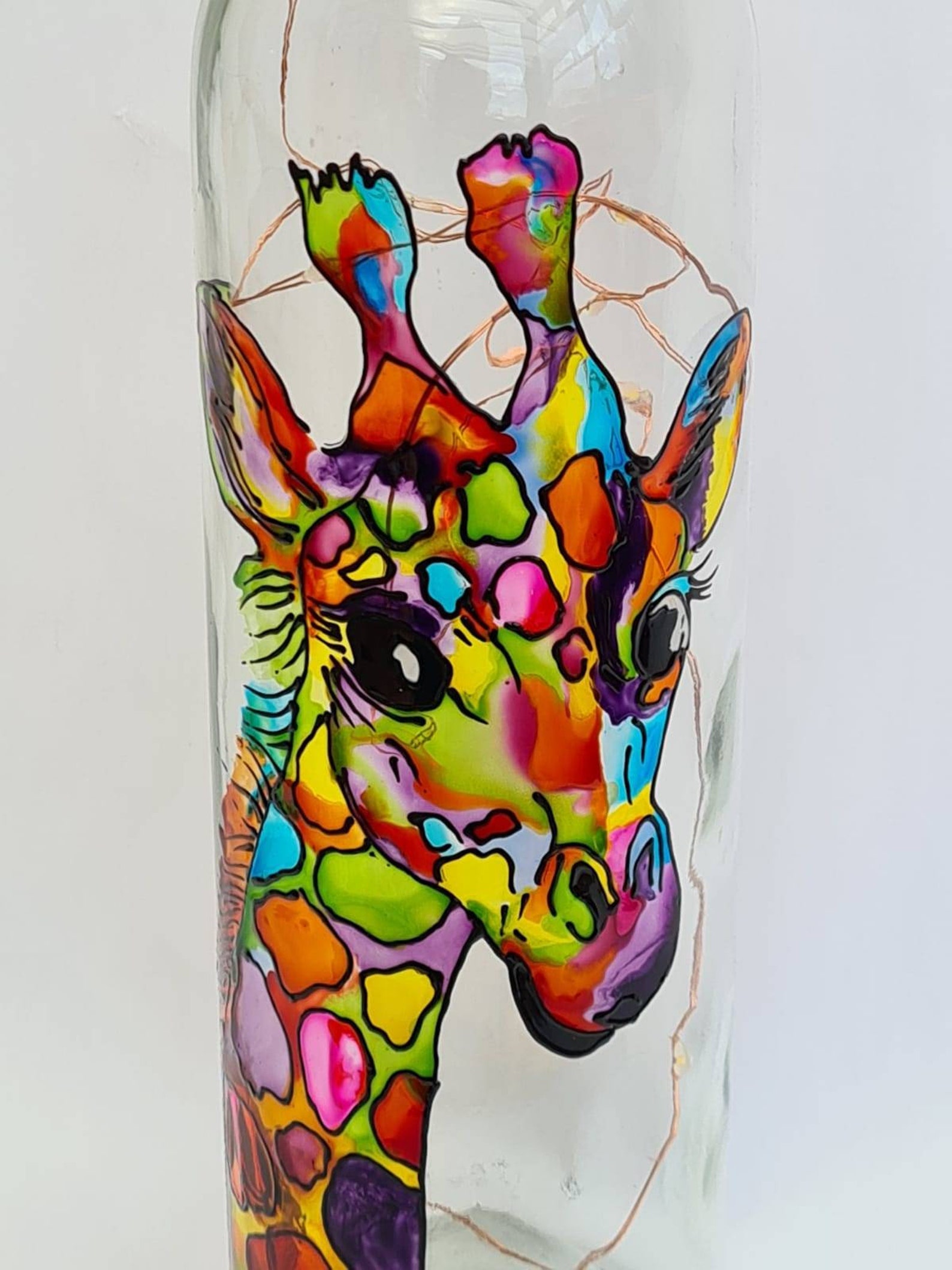 Colourful Giraffe Glass Bottle - Etsy UK