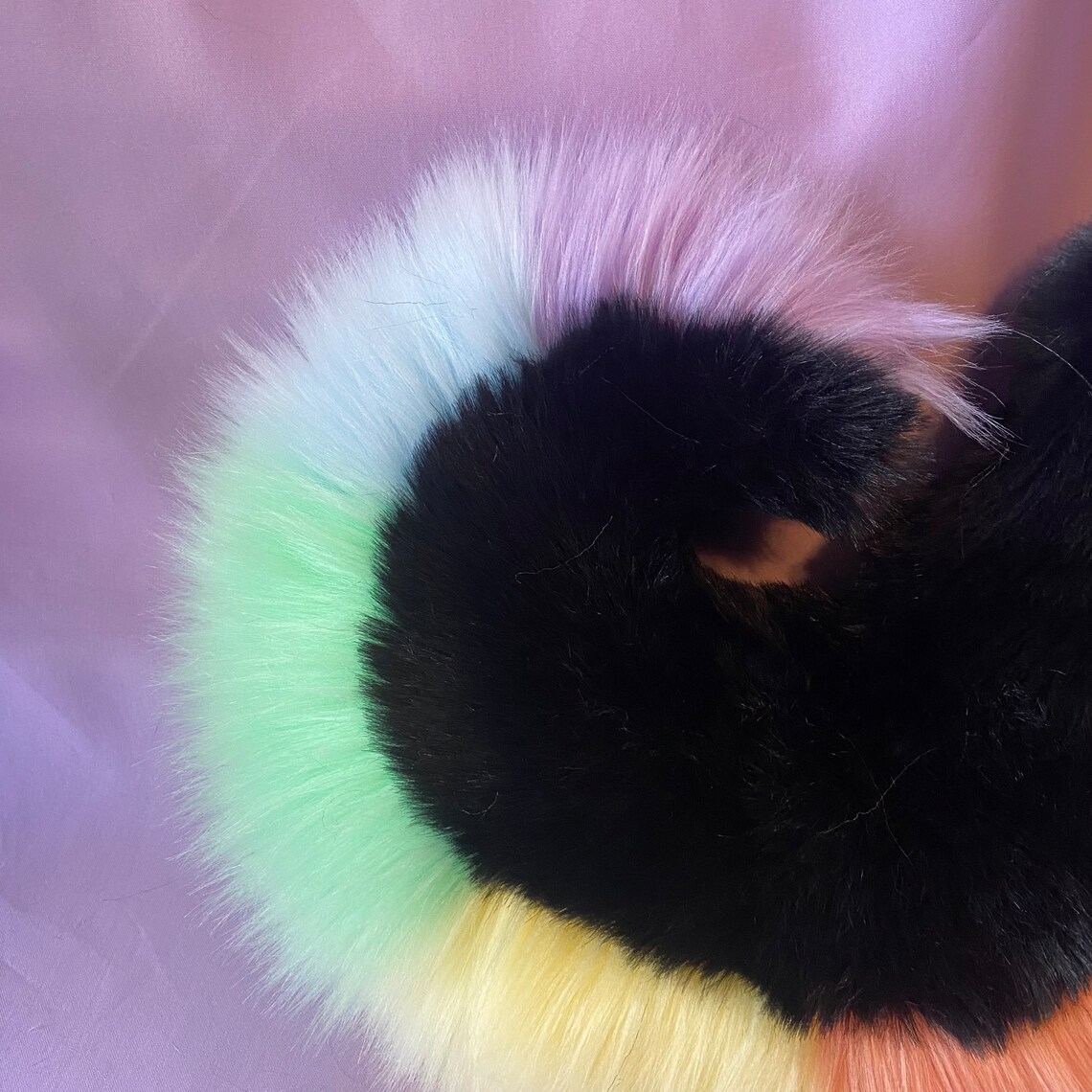 Pastel Rainbow and Black Husky Fursuit Curl Tail - Etsy