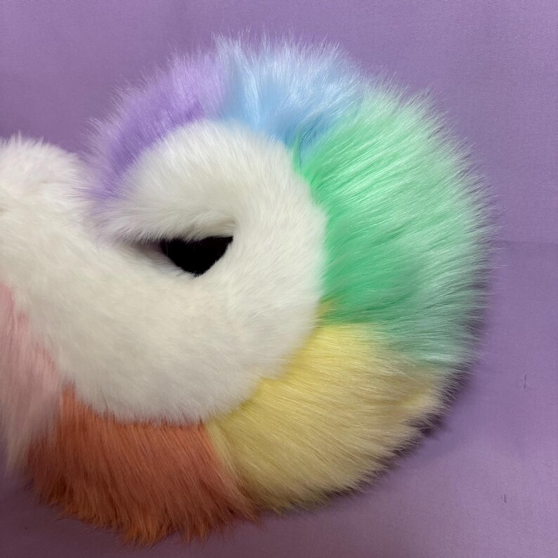 Pastel Rainbow and White Husky Fursuit Curl Tail - Etsy