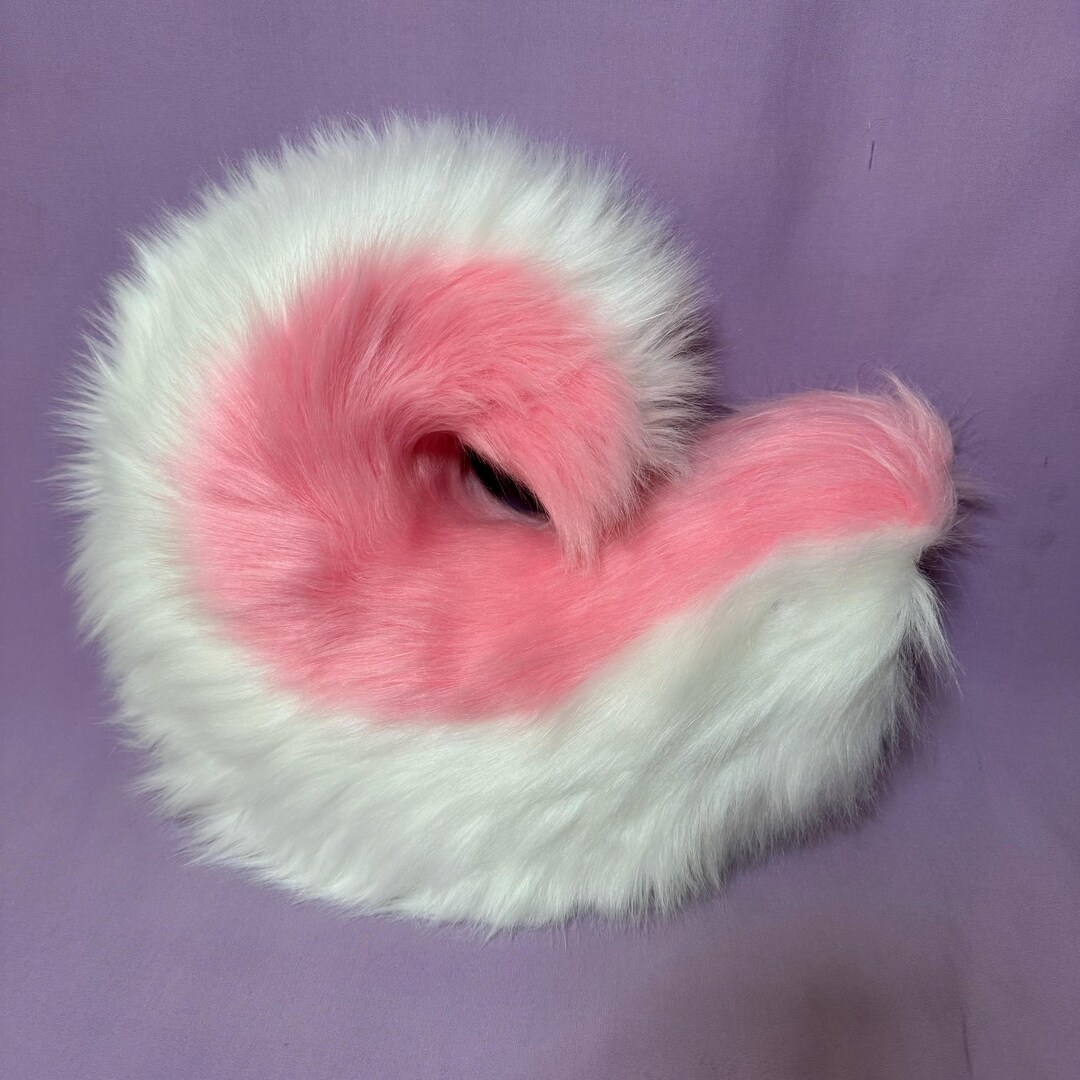 Pink Lemonade and White Husky Fursuit Curl Tail - Etsy
