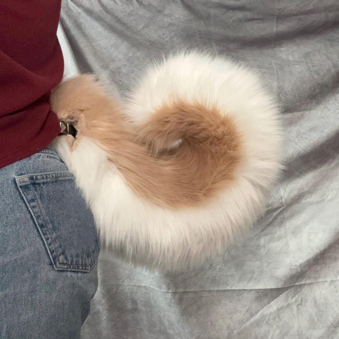 Blush Tan and White Husky Fursuit Curl Tail - Etsy