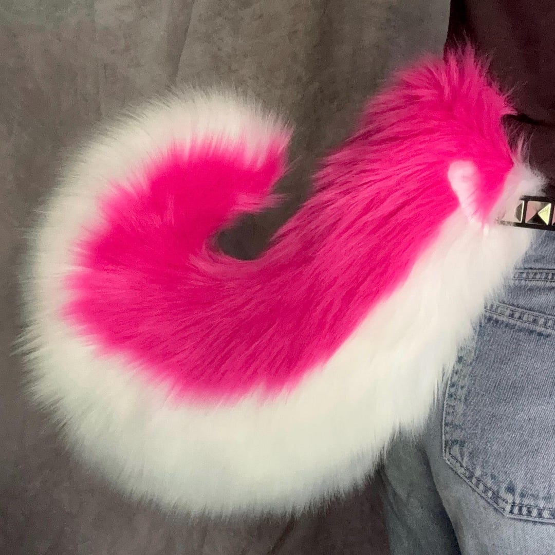 Fushcia Pink and White Husky Fursuit Curl Tail - Etsy