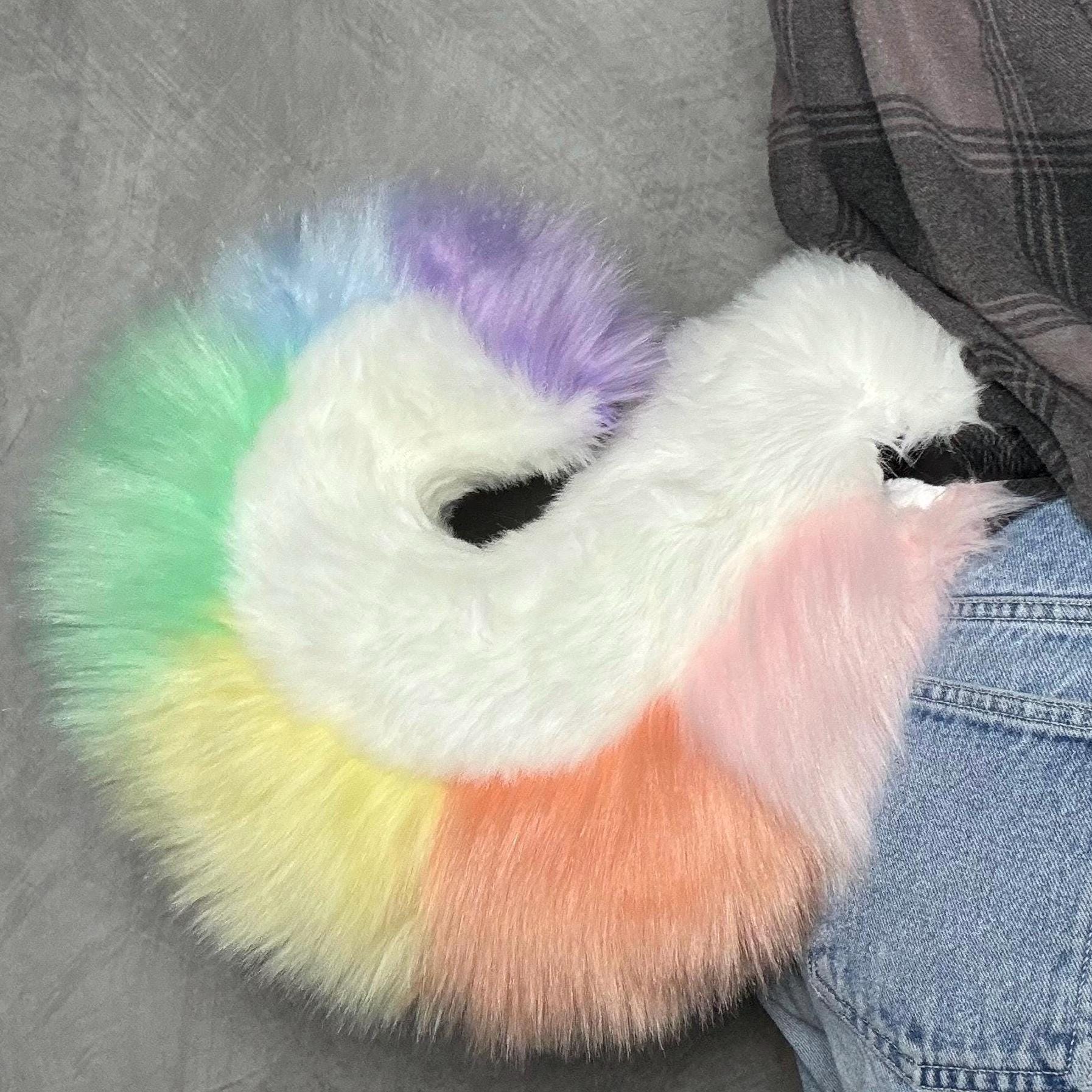 Pastel Rainbow and White Husky Fursuit Curl Tail - Etsy