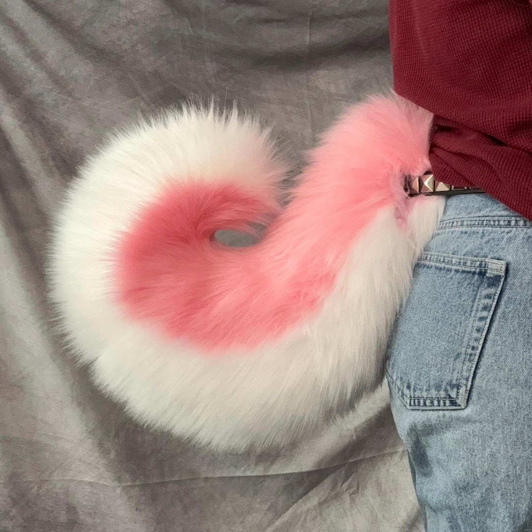 Pink Lemonade and White Husky Fursuit Curl Tail - Etsy