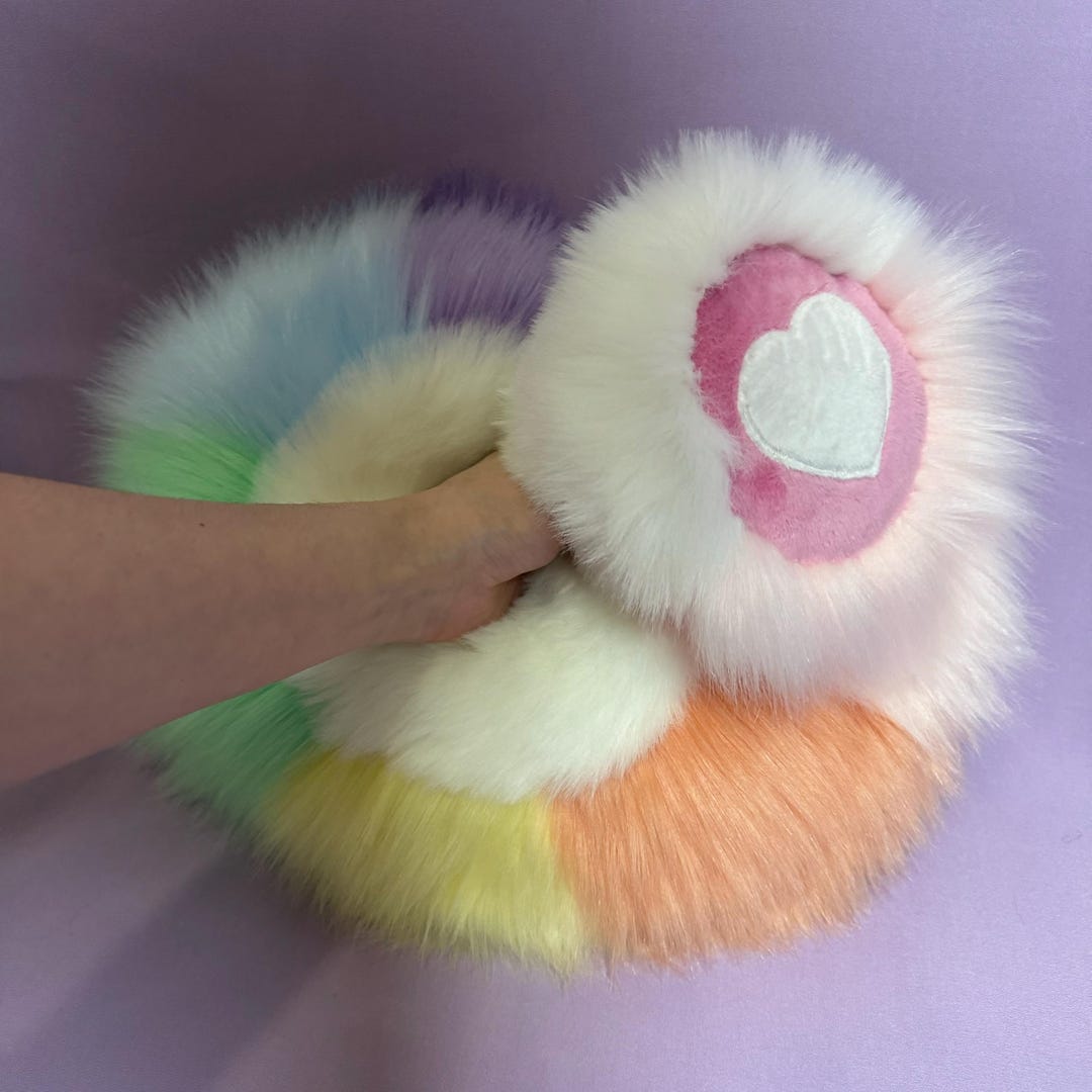 Pastel Rainbow and White Husky Fursuit Curl Tail - Etsy