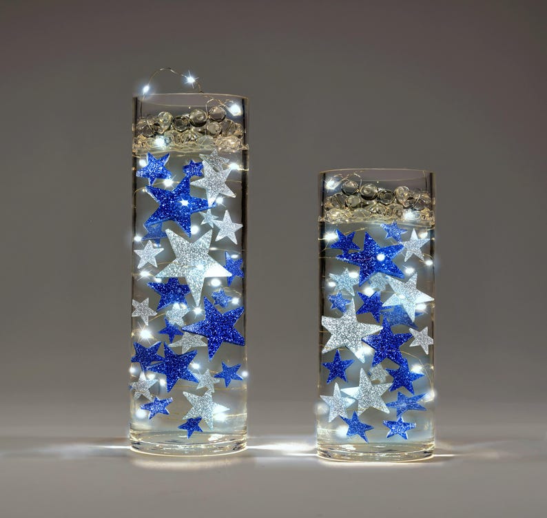 50 Silver Floating Stars- Sparkling Large Sizes- Option 3 Submersible ...