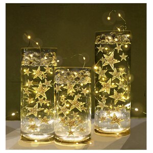 50 Gold Floating Stars-sparkling-large-fills 4 Medium Size Vases (vases ...