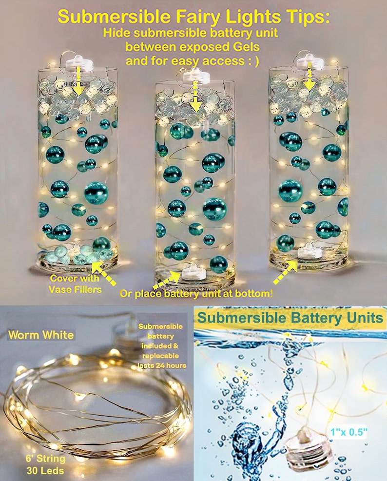 100 Floating White Pearls & Sparkling Gems-large-option 6 Submersible ...