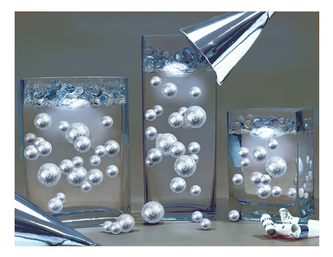 Floating Silver Glitter Pearls-jumbo Sizes- Fills 1 Gallon of Floating ...