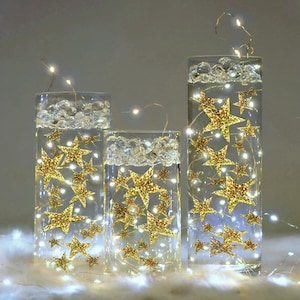 50 Gold Floating Stars- Sparkling- Large- Resin- Option 3 Submersible ...