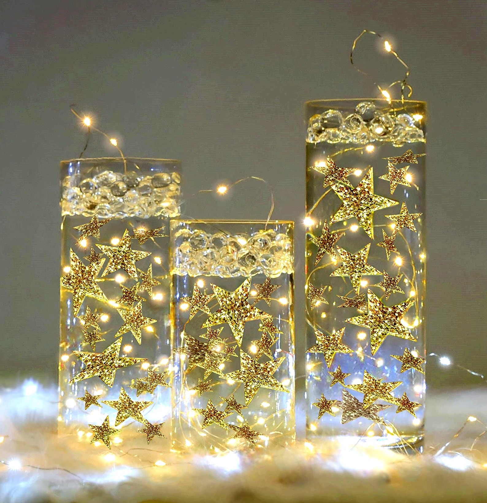 50 Gold Floating Stars- Sparkling- Large- Resin- Option 3 Submersible ...