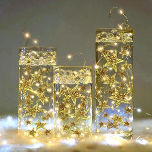 50 Gold Floating Stars- Sparkling- Large- Resin- Option 3 Submersible ...