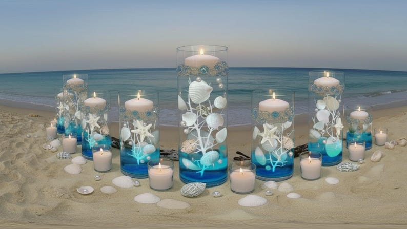 75 Floating White Seashells With Few Mixed-coral Reef-pearls-aqua Beads ...