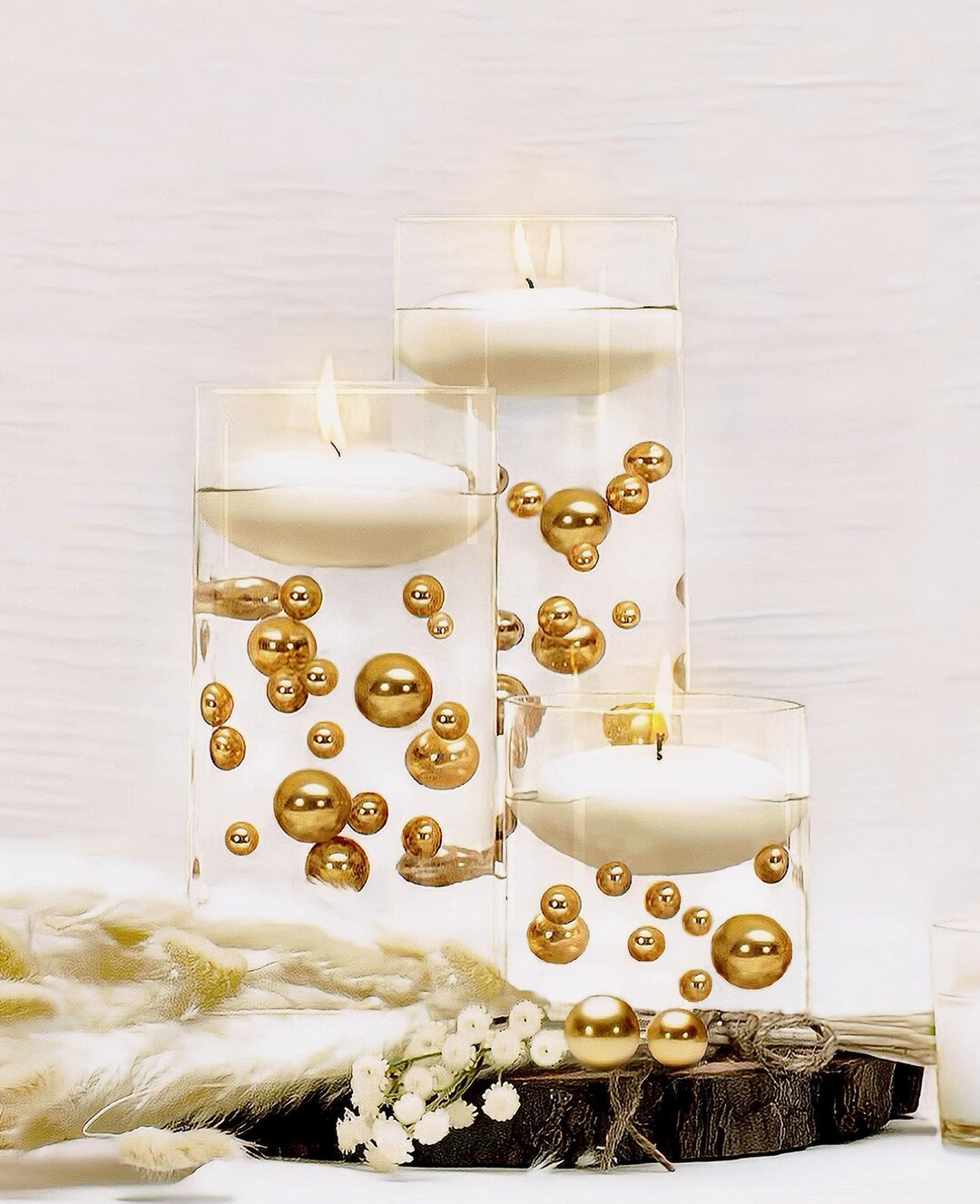 75 Floating Gold Pearls- Large Sizes- Option 3 Submersible LED Fairy ...