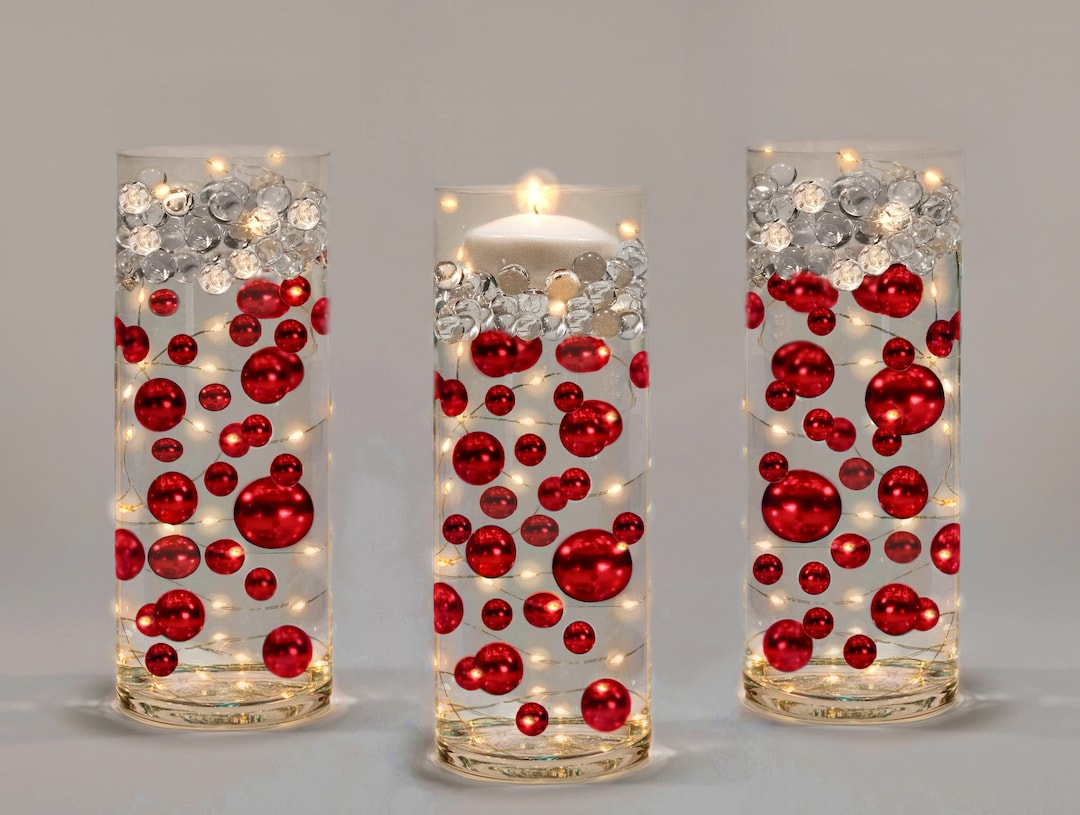 100 Floating Red Pearls & Sparkling Gems- Large- Option 6 Submersible ...
