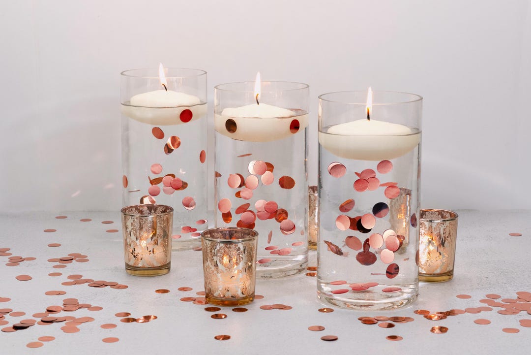 Floating Metallic Rose Gold Confetti - 2000pc - Fills 1 Gallon for Your ...