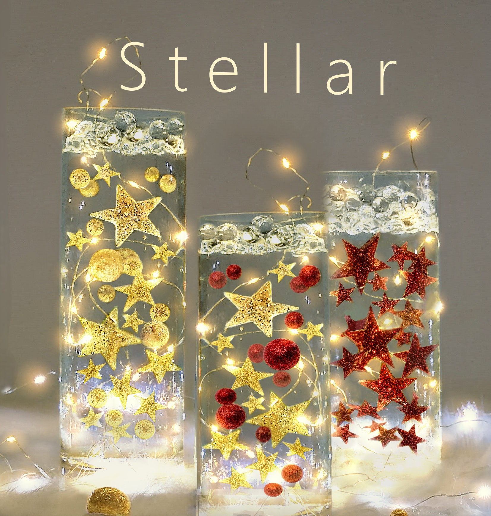 Floating Red Stars-sparkling Large Sizes-fills 1 Gallon for Your Vases ...