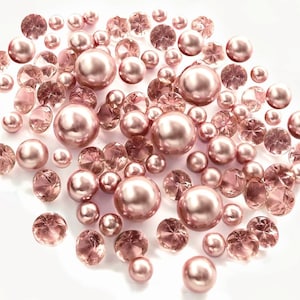 100 Floating Rose Gold Pearls With Rose Gold Gems-large- Fills 2 ...