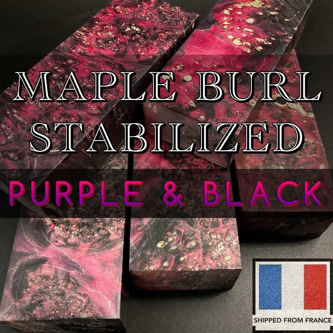 MAPLE BURL, Stabilized Blanks, Purple & Black Colors. Woodworking ...