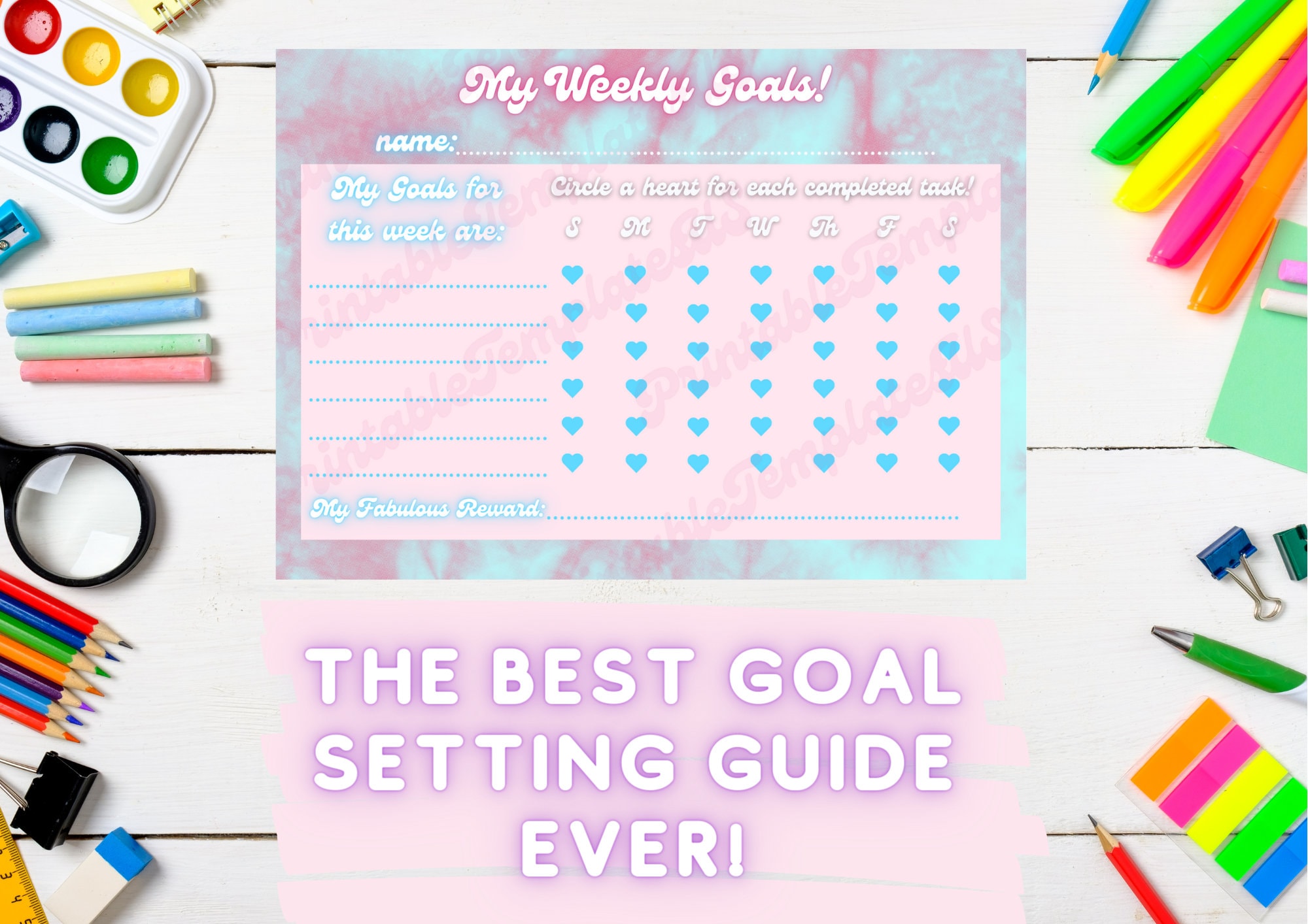 Tie Dye Kids Teens Chore Chart Reward Sheet Planning Reward ...