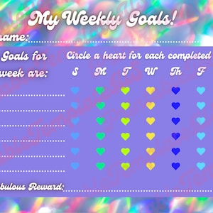 Rainbow Kids Teens Chore Chart Reward Sheet Planning Reward ...